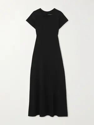 Another Tomorrow Organic Cotton & Tencel Jersey Midi Dress - Black