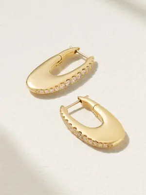 Melissa Kaye Lulu Medium 18-karat Diamond Hoop Earrings - Gold