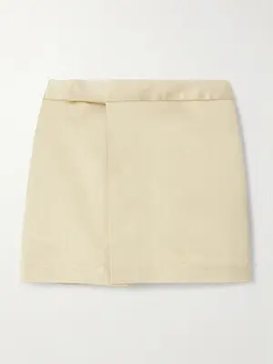 Sasuphi Andrea Silk And Cotton-blend Twill Mini Wrap Skirt - Yellow