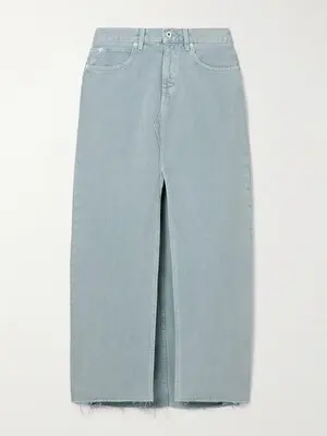 SLVRLAKE Frayed Denim Maxi Skirt - Blue