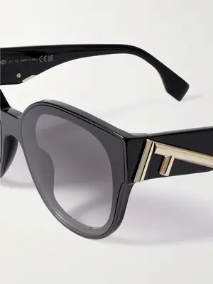 Fendi First D-frame Embellished Acetate Sunglasses - Black