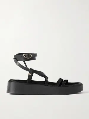 ANCIENT GREEK SANDALS Aristea Leather Platform Sandals - Black