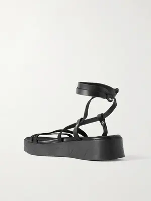 ANCIENT GREEK SANDALS Aristea Leather Platform Sandals - Black
