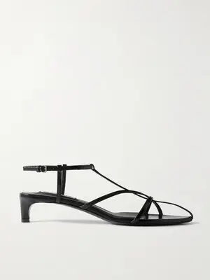 JIL SANDER Leather Strappy Sandals With Kitten Heel - Black