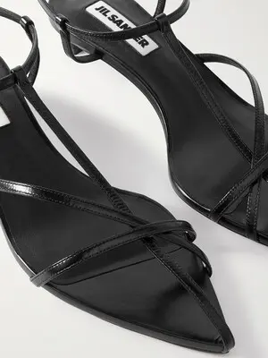JIL SANDER Leather Strappy Sandals With Kitten Heel - Black