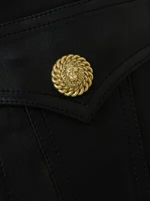 Balmain Embellished Leather Mini Skirt