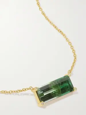 OCTAVIA ELIZABETH 18k Recycled Gold Ombré Tourmaline And Diamond Necklace - Green