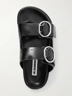 JIL SANDER Leather Slides With Buckled Straps