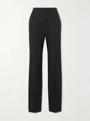 Another Tomorrow Pleated Merino Wool Straight-leg Pants