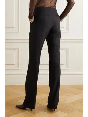 Another Tomorrow Pleated Merino Wool Straight-leg Pants