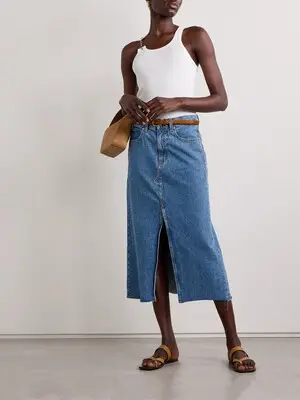 SLVRLAKE Frayed Denim Midi Skirt