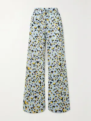 AZ FACTORY Lutz Huelle Leopard-print Wide-leg Crepe De Chine Trousers - Multi