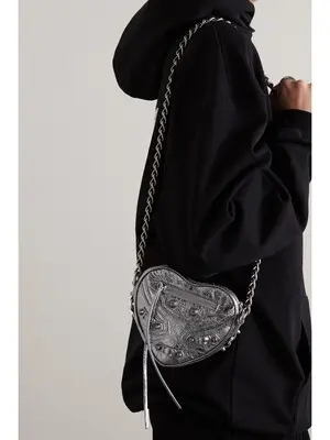 Balenciaga Le Cagole Heart Mini Shoulder Bag - Silver