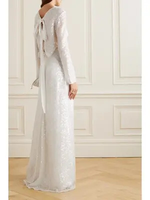 Erdem Sequined Chiffon Gown - Neutrals