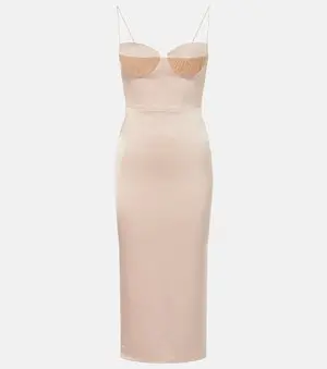 Alex Perry Sweetheart Satin Crepe Midi Dress - Pink