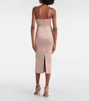 Alex Perry Sweetheart Satin Crepe Midi Dress