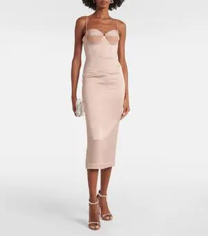 Alex Perry Sweetheart Satin Crepe Midi Dress