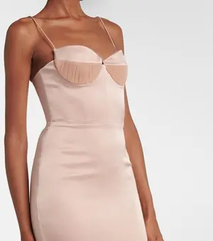 Alex Perry Sweetheart Satin Crepe Midi Dress