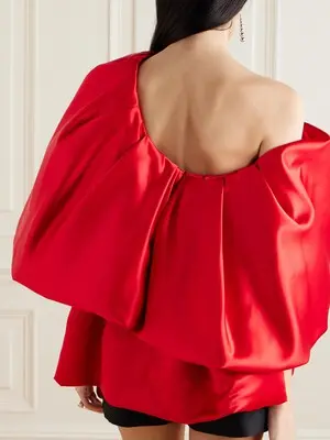 Simone Rocha Off-the-shoulder Bow Embellished Satin Blouse