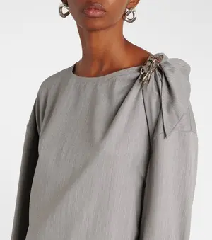 JACQUES WEI Embellished Wool Blouse