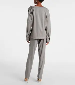 JACQUES WEI Embellished Wool Blouse