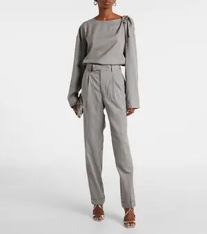 JACQUES WEI Embellished Wool Blouse