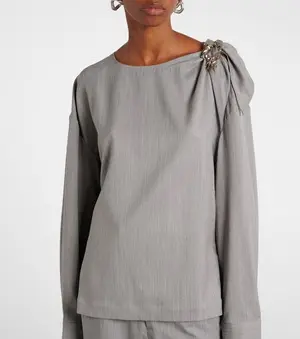 JACQUES WEI Embellished Wool Blouse