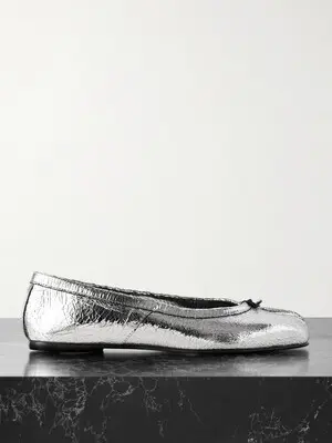 MAISON MARGIELA Tabi Metallic Cracked-leather Ballet Flats - Silver