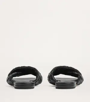 Bottega Veneta Lambskin Intrecciato Mules - Black