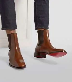CHRISTIAN LOUBOUTIN Samson Leather Chelsea Boots - Brown