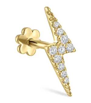 MARIA TASH Yellow And Diamond Lightning Bolt Threaded Earring - Gold