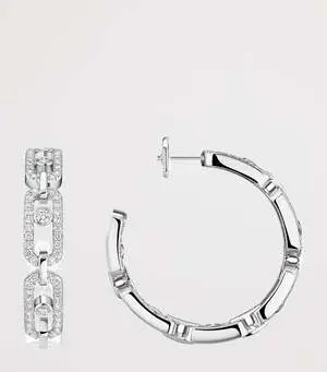 Messika Move Link Small Hoop Earrings In White Gold And Diamonds