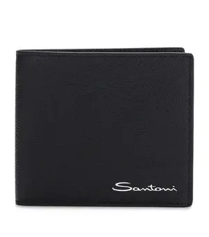 Santoni Textured Leather Wallet - Black