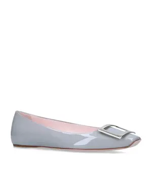 ROGER VIVIER Patent Leather Trompette Ballet Flats - Grey