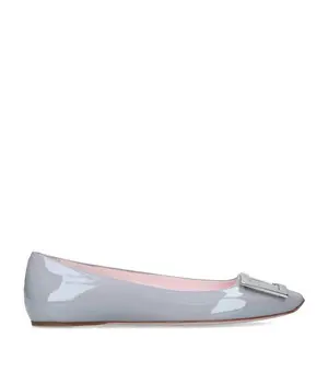 ROGER VIVIER Patent Leather Trompette Ballet Flats - Grey