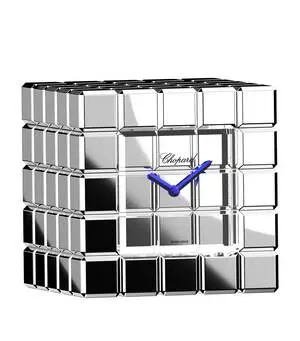 Chopard Ice Cube Stainless Steel Table Clock - Silver