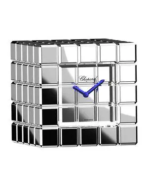 Chopard Ice Cube Stainless Steel Table Clock - Silver
