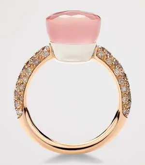 Pomellato Mixed Gold, Diamond And Chalcedony Nudo Ring - Pink