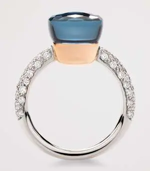 Pomellato Mixed Gold, Diamond, London Topaz, And Turquoise Nudo Ring - Blue