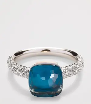 Pomellato Mixed Gold, Diamond, London Topaz, And Turquoise Nudo Ring - Blue