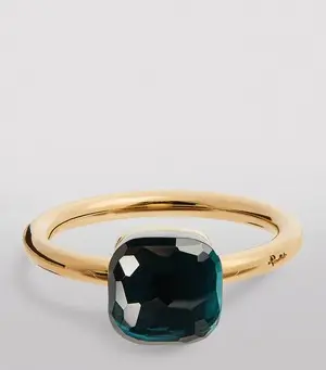 Pomellato Rose Gold And Topaz Nudo Petit Ring - Blue