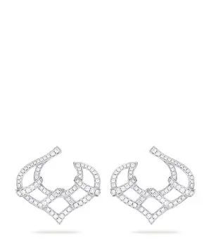 BOODLES Platinum And Diamond Woodland Earrings - Silver