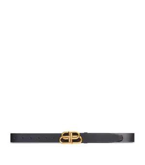 Balenciaga Logo Leather Belt - Black
