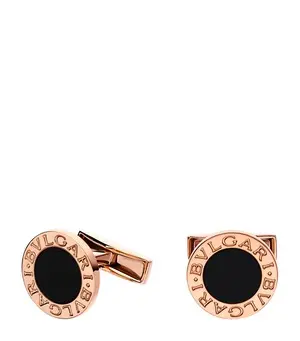 BVLGARI And Onyx Cufflinks - Rose Gold