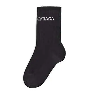 Balenciaga Logo Ribbed Crew Socks