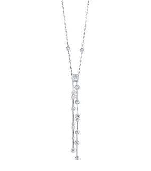 BOODLES Platinum And Diamond Double Drop Pendant Necklace - Silver