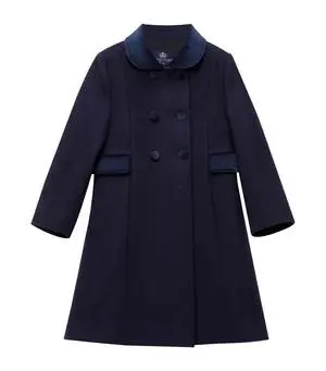 Trotters Wool Double-breasted Coat - Navy