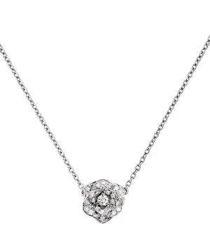 PIAGET White And Diamond Rose Pendant Necklace - Gold