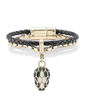 BVLGARI Leather Serpenti Forever Bracelet - Black