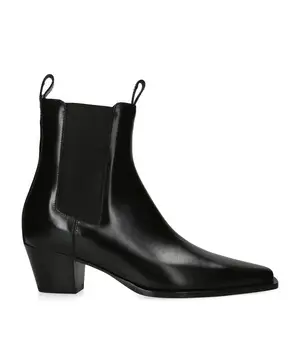 TOTEME Leather City Ankle Boots - Black